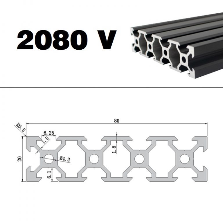 2080 V Slot Aluminum Extrusion Profile – 3D Printer CNC Parts Canada